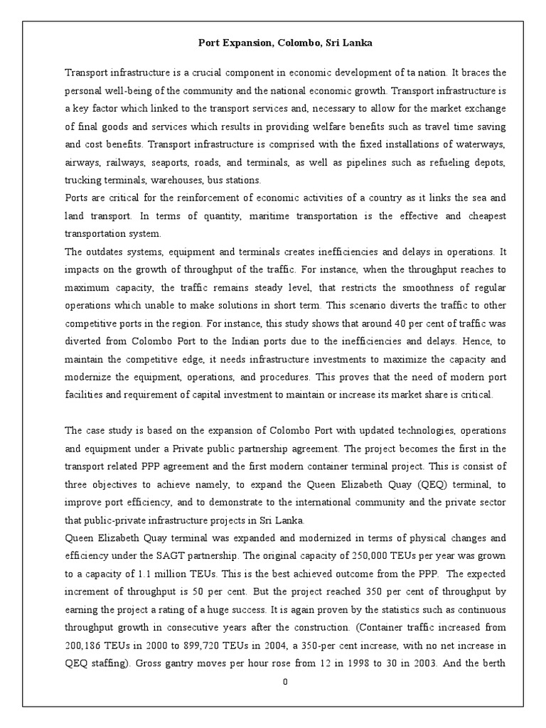Port of Colombo Expansion | PDF | Public–Private Partnership | Transport