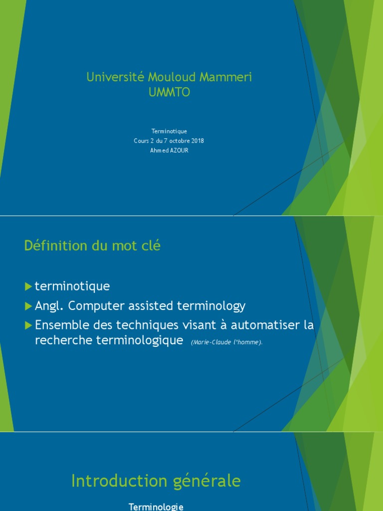 Cours 1 Terminotique Ummto | PDF | Biotechnologie | Levure