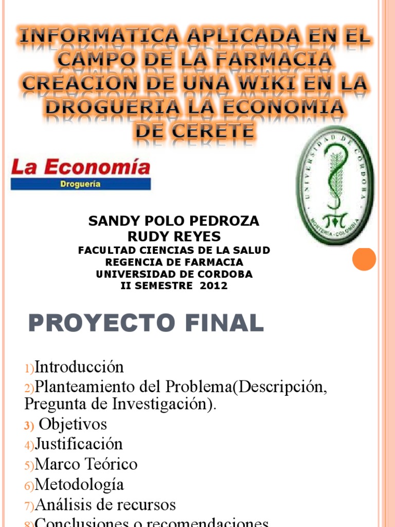 Proyecto de Informatica | PDF | Farmacia | Red mundial