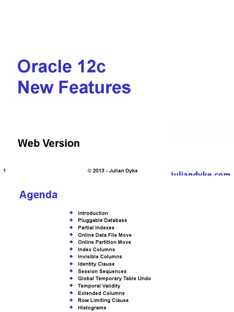 Oracle 12c New Features: Web Version | PDF | Database Index | Databases