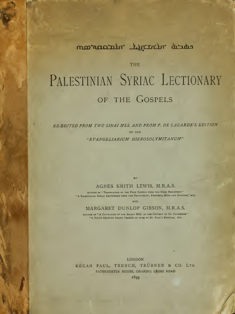 Lagarde. The Palestinian Syriac Lectionary of The Gospels Re-Edited ...