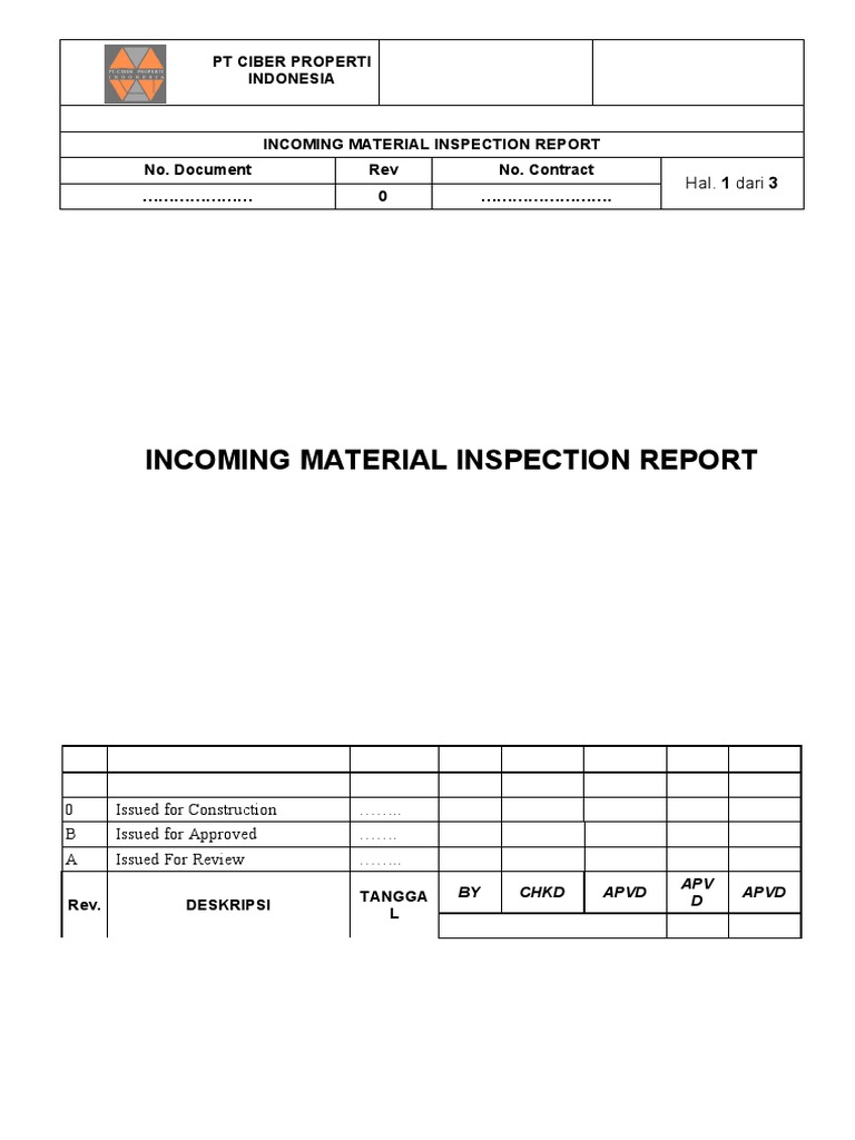 Incoming Material Ins. Report | PDF