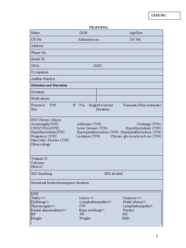 Dapa Proforma | PDF | Medical Specialties | Clinical Medicine