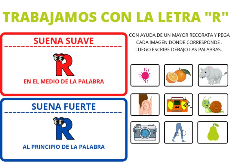 Actividades con la letra R: suave y fuerte | PDF