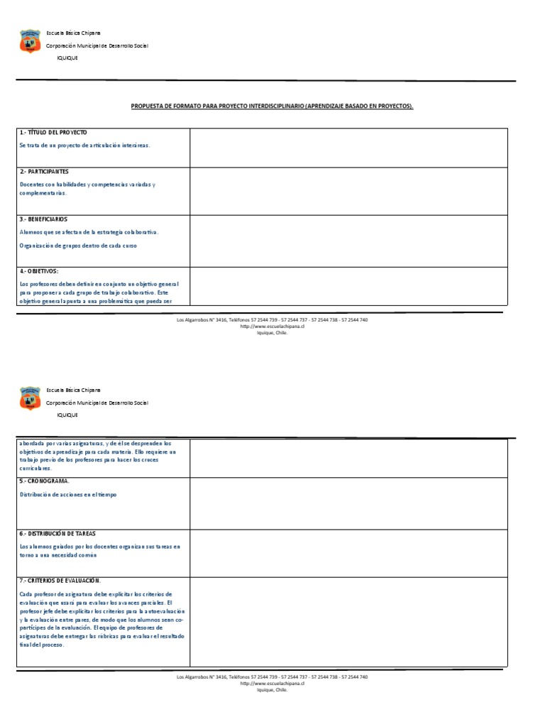 Formato Plan de Trabajo para Abp | Descargar gratis PDF | Evaluación | Aprendizaje