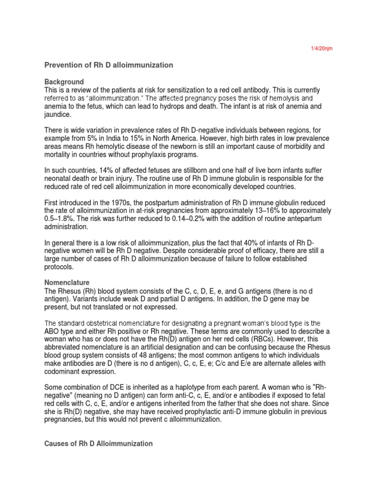 Prevention of RH D Alloimmunization: Background | PDF | Antibody ...