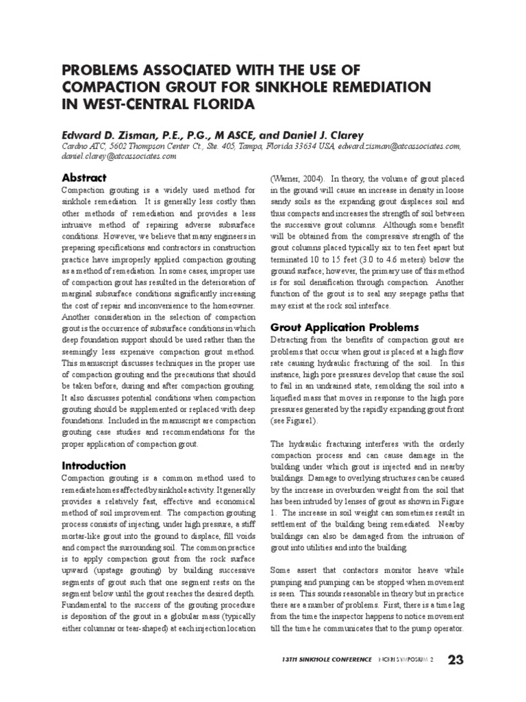 Compaction Grouting for Sinkhole Remediation | PDF | Deep Foundation ...