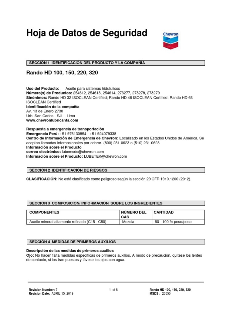 Rando HD 100, 150, 220, 320 | PDF | Toxicidad | Solubilidad