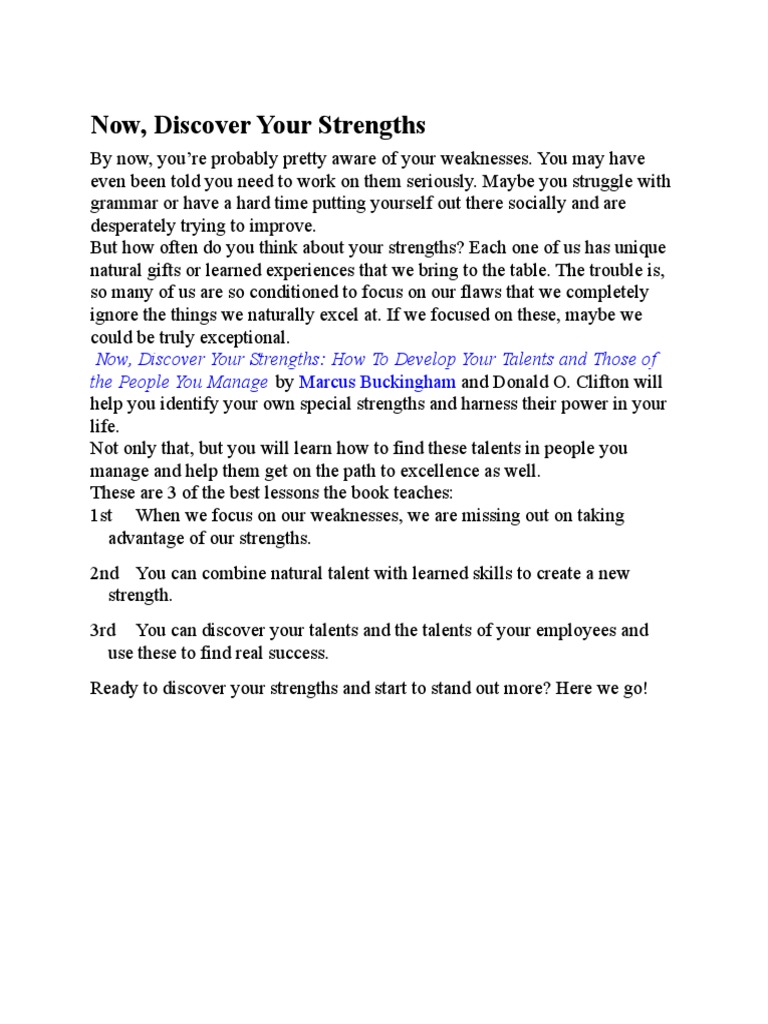 Now Discover Your Strengths | PDF | Employment | Learning