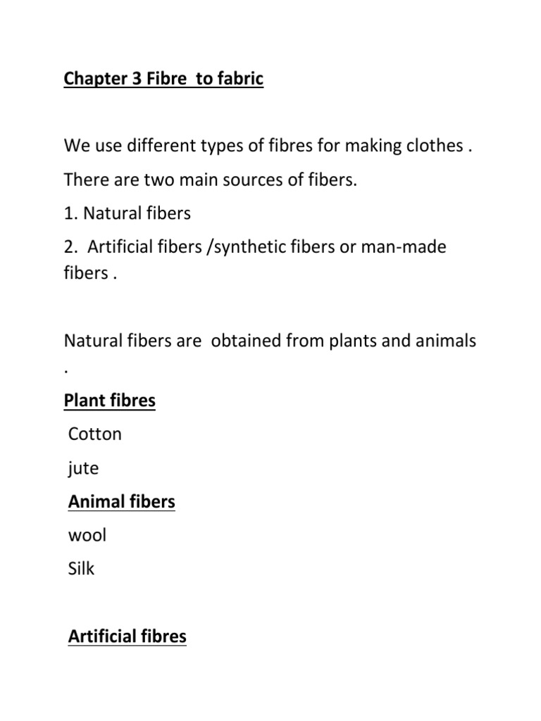 c3 Fibre To Fabric Notes | PDF