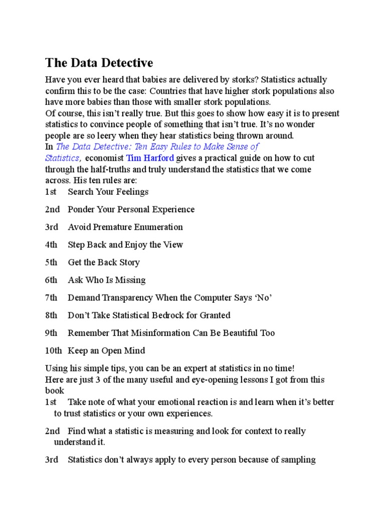 The Data Detective: Ten Easy Rules To Make Sense of Statistics | PDF ...