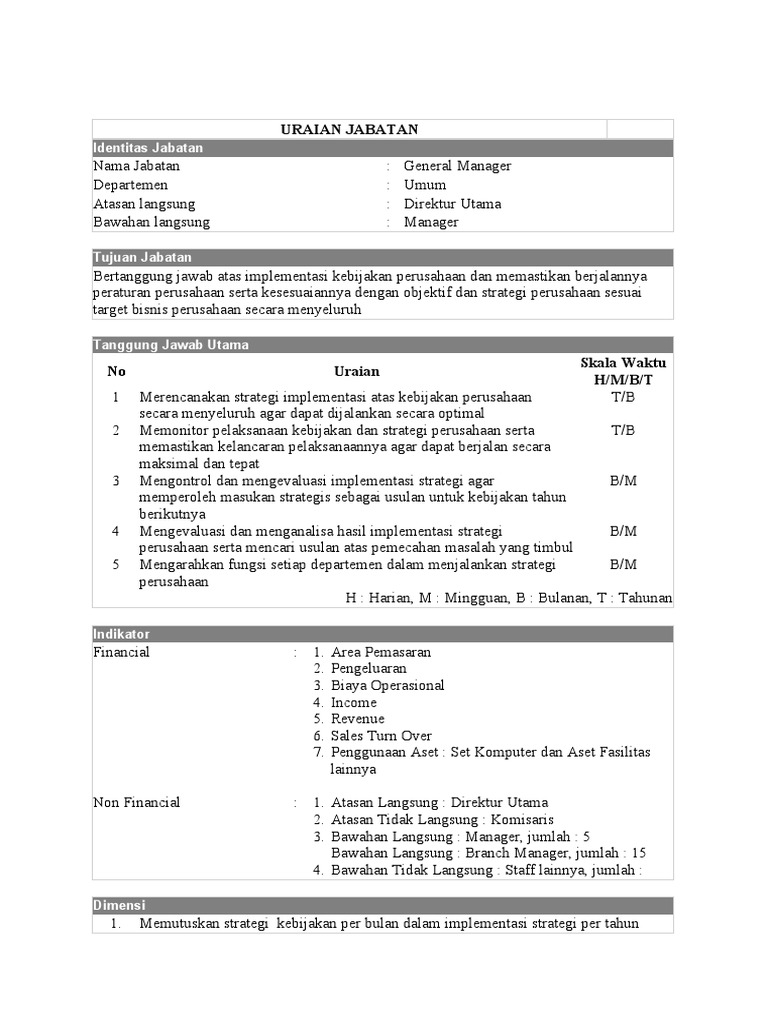 JobDesc General Manager | PDF