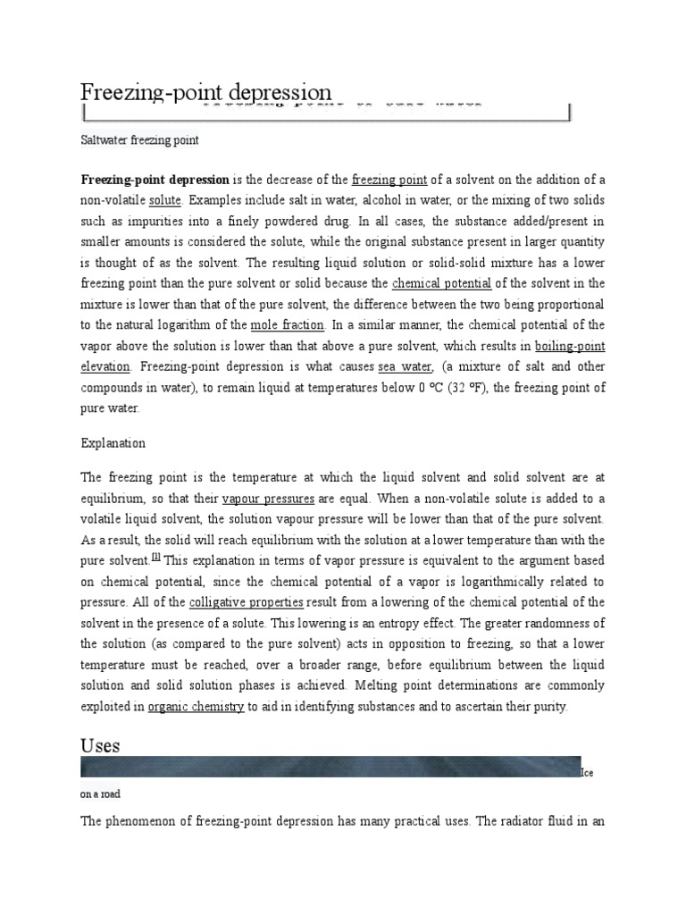 Freezing Point Depression | PDF | Solution | Thermodynamics