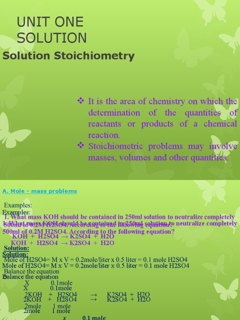 Solution Stoichiometry | PDF | Stoichiometry | Mole (Unit)