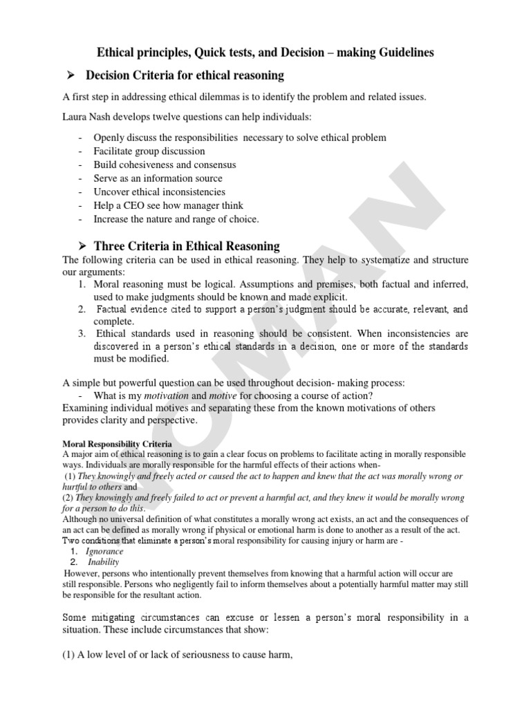 Ethical Principle, Quick Test and Decision Making | PDF | Justice ...