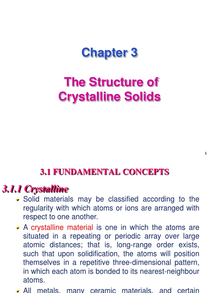 The Structure of Crystalline Solids | PDF | Crystal Structure | Diffraction