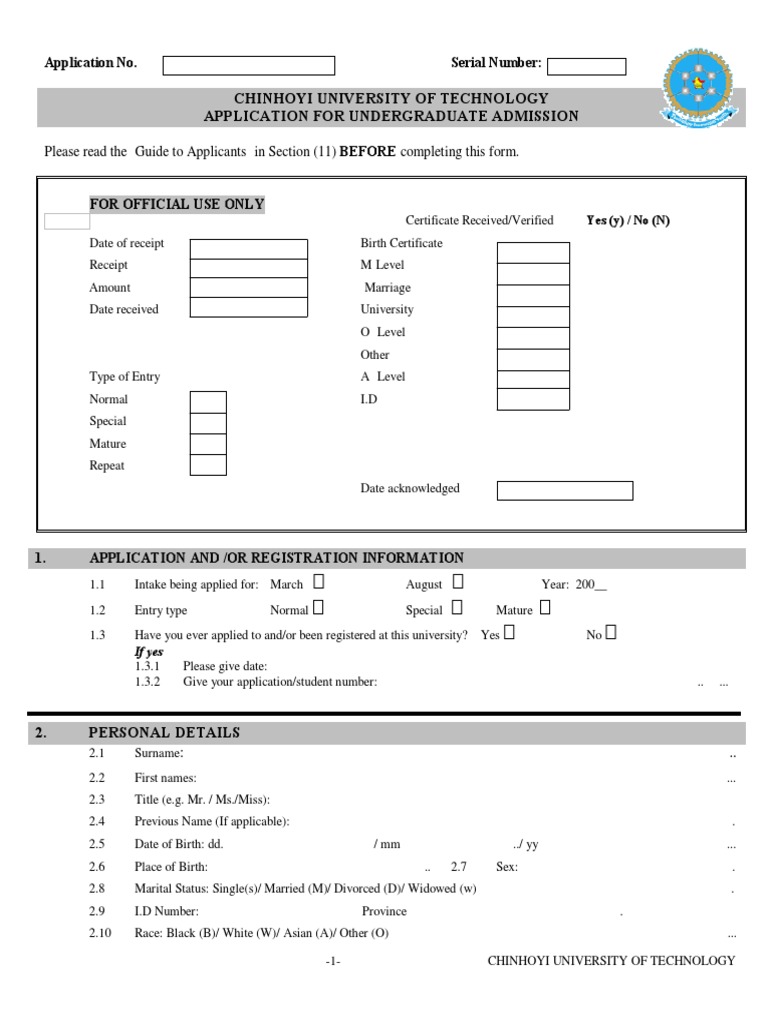 Undergrad Applicationform | PDF | University And College Admission