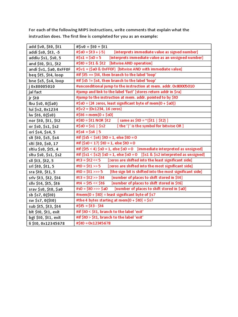 MIPS Practice Questions - ANSWERS | PDF | Computer Hardware | Computer Programming