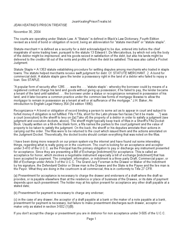 Jean Keating Prison Treatise | PDF | Real Estate Investment Trust ...