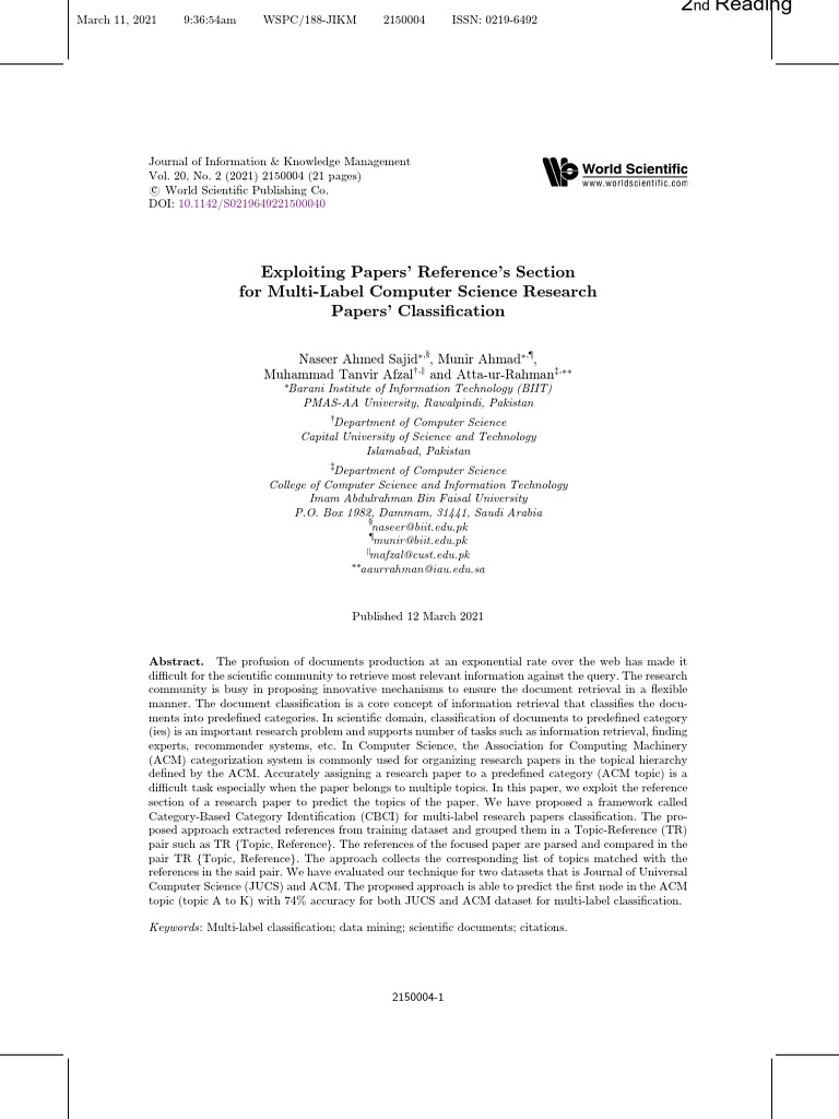Exploiting Papers' Reference's Section For Multi-Label Computer Science ...