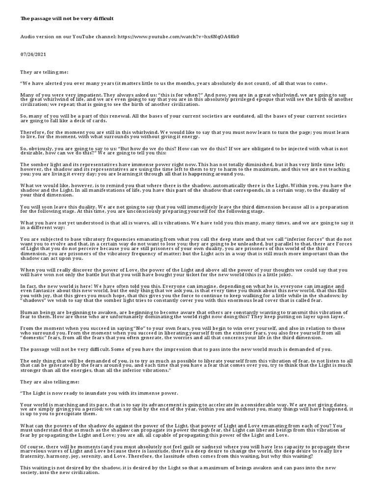 The Passage Will Not Be Very Difficult | PDF | Light | Frequency