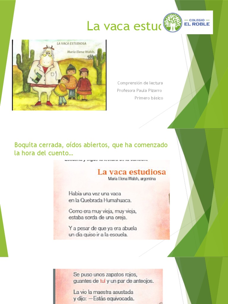 La Vaca Estudiosa Comprensión Lectora | PDF