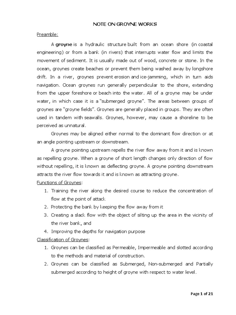 Overview of Groyne Works and Functions | PDF | Civil Engineering ...