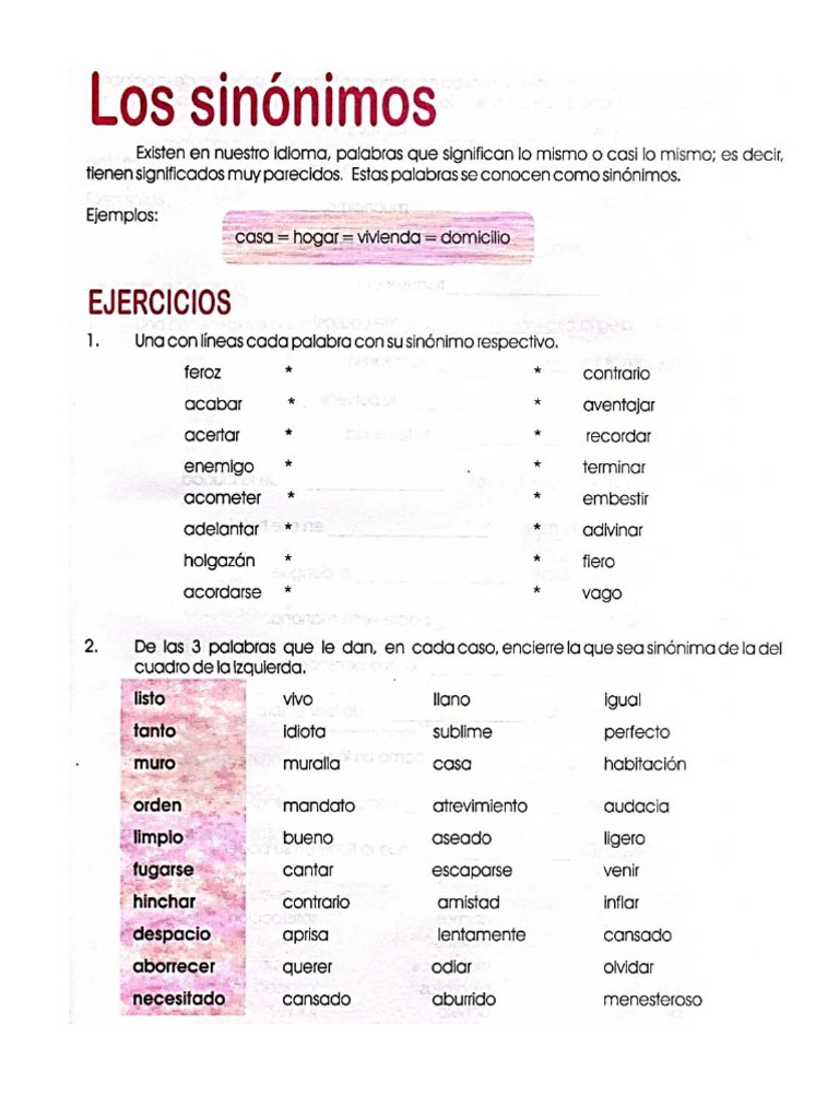 Sinonimos y Antonimos Tercer Grado | PDF