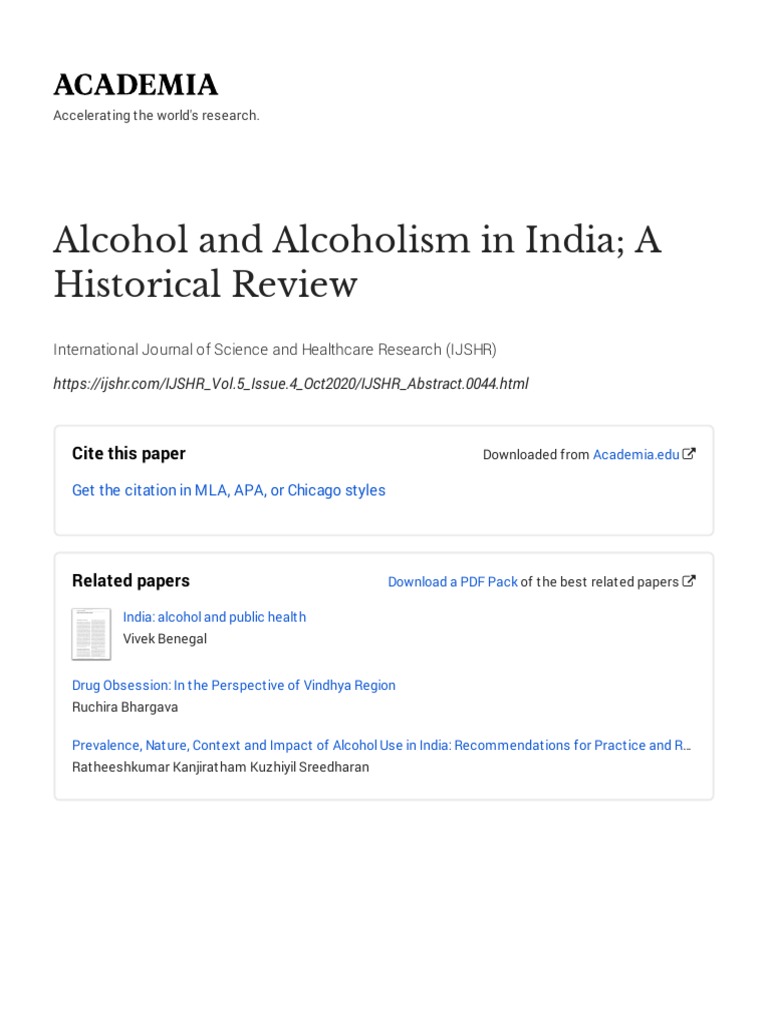 History of Alcohol in India | PDF | Substance Use Disorder | Drug ...