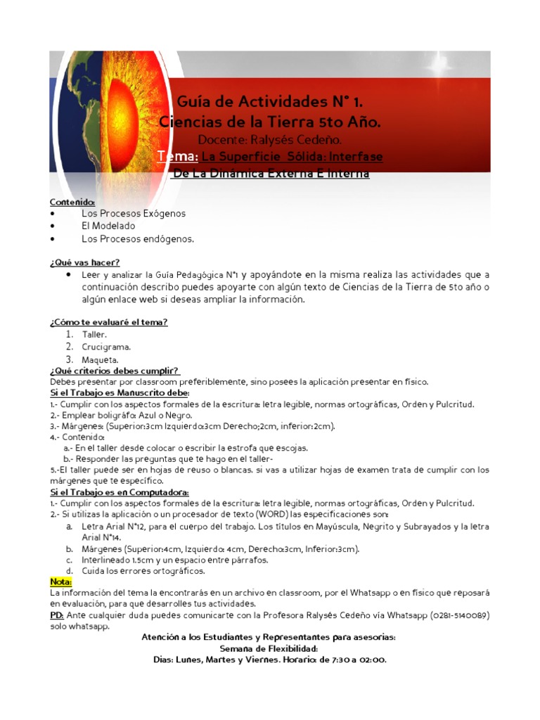 Actividades de Ciencias de la Tierra 5to Año | PDF | Ciencias de la ...