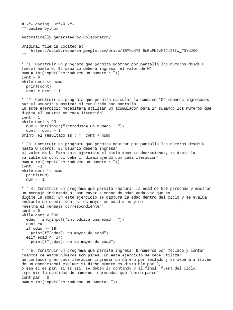 Ejercicios Bucle While | PDF | Matemáticas | Programación de computadoras