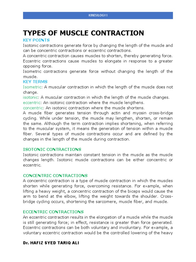 Types of Muscle Contraction: Key Points | PDF | Muscle Contraction | Muscle