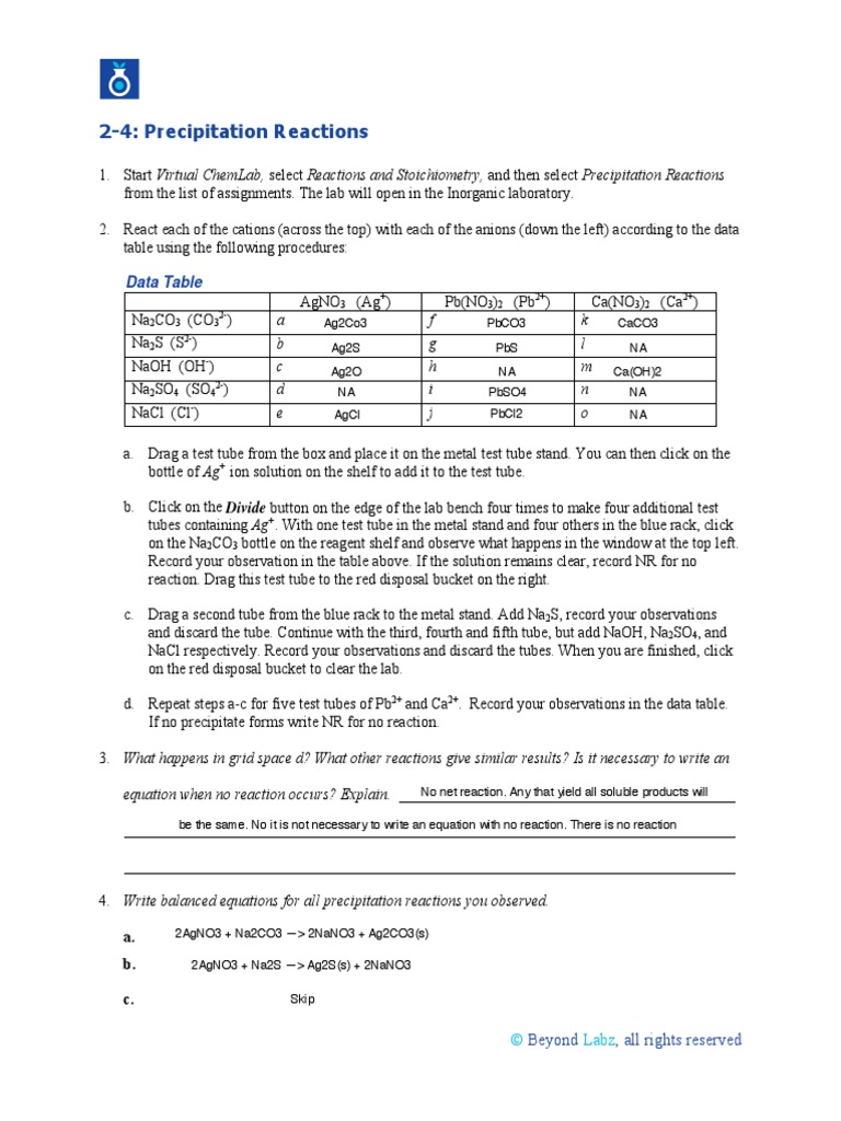 6 Precipitation Reactions | PDF | Precipitation (Chemistry) | Ion