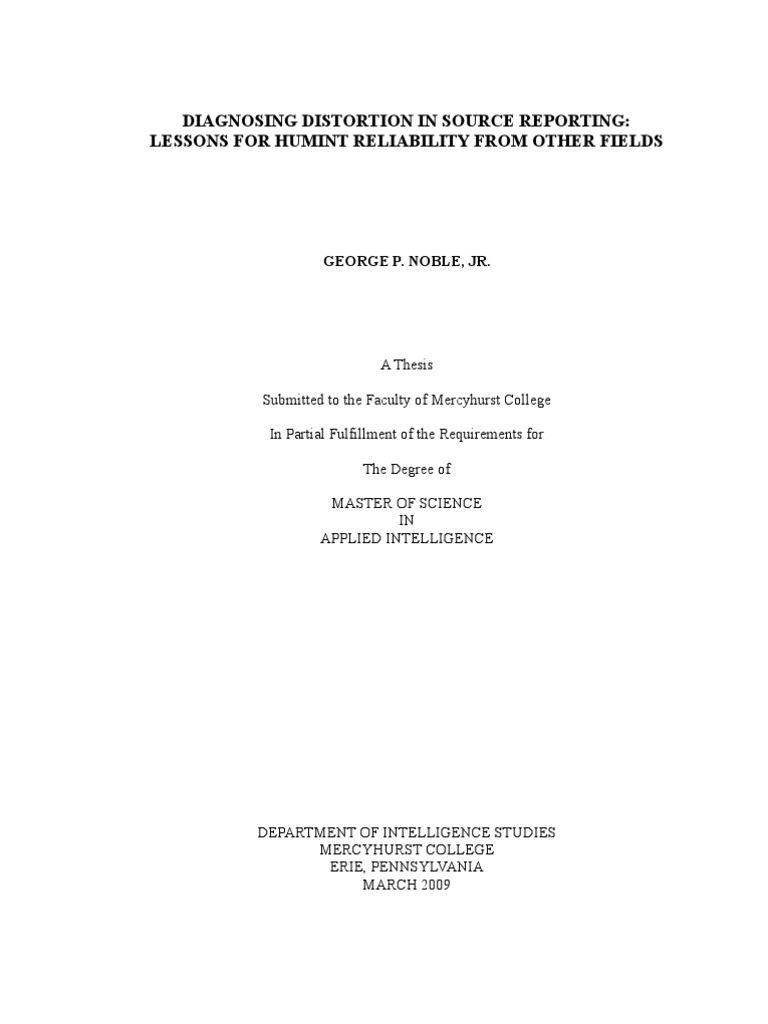 Lessons For HUMINT Reliability From Other Fields | PDF | Intelligence ...