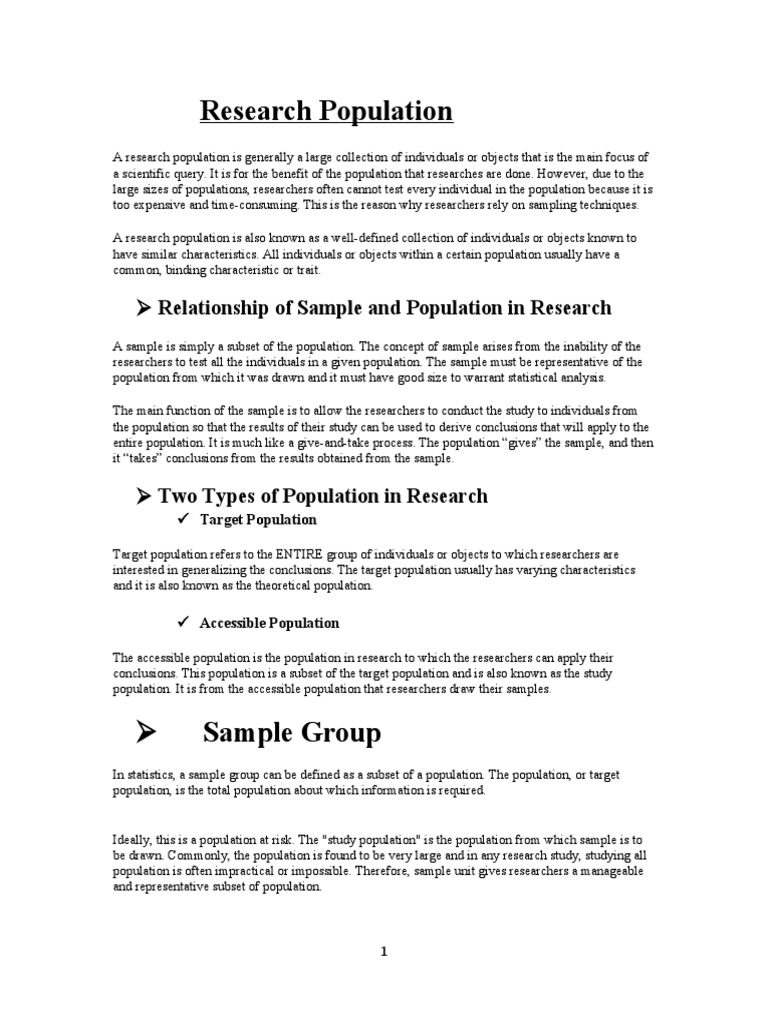 Relationship of Sample and Population in Research | PDF | Sampling ...