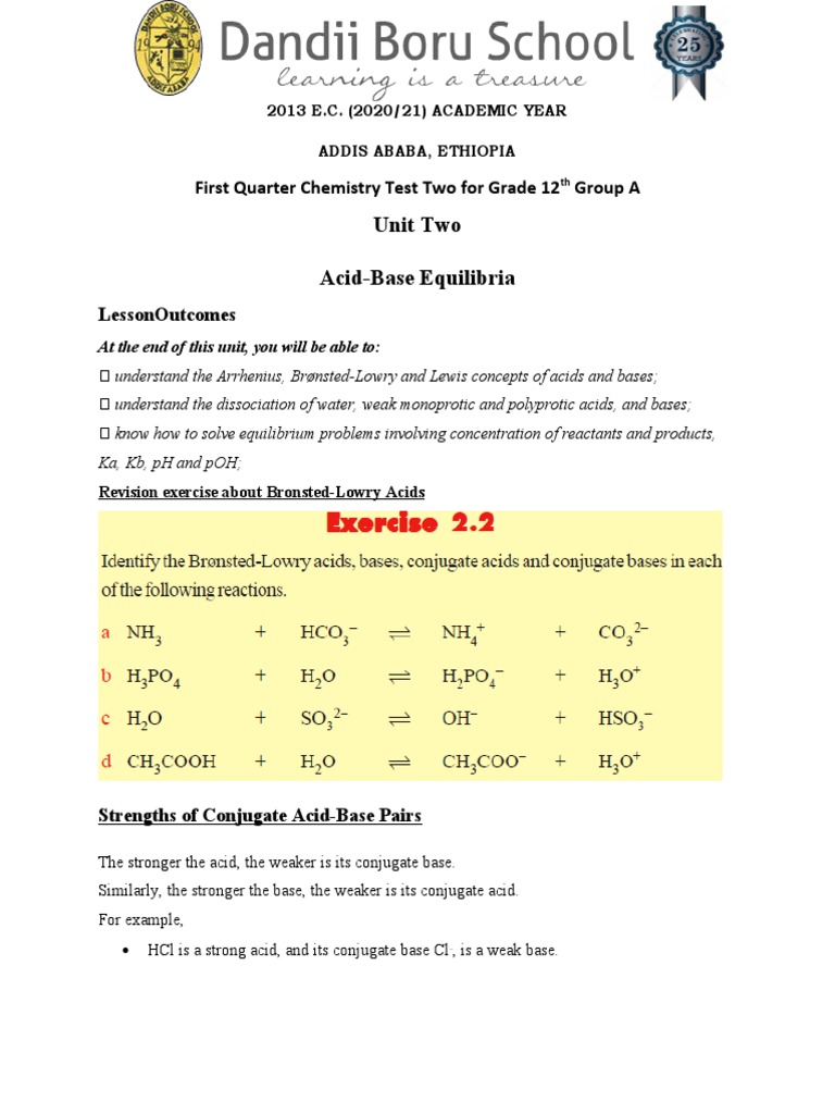 Acid Base Equilibria | PDF | Acid | Chemical Equilibrium