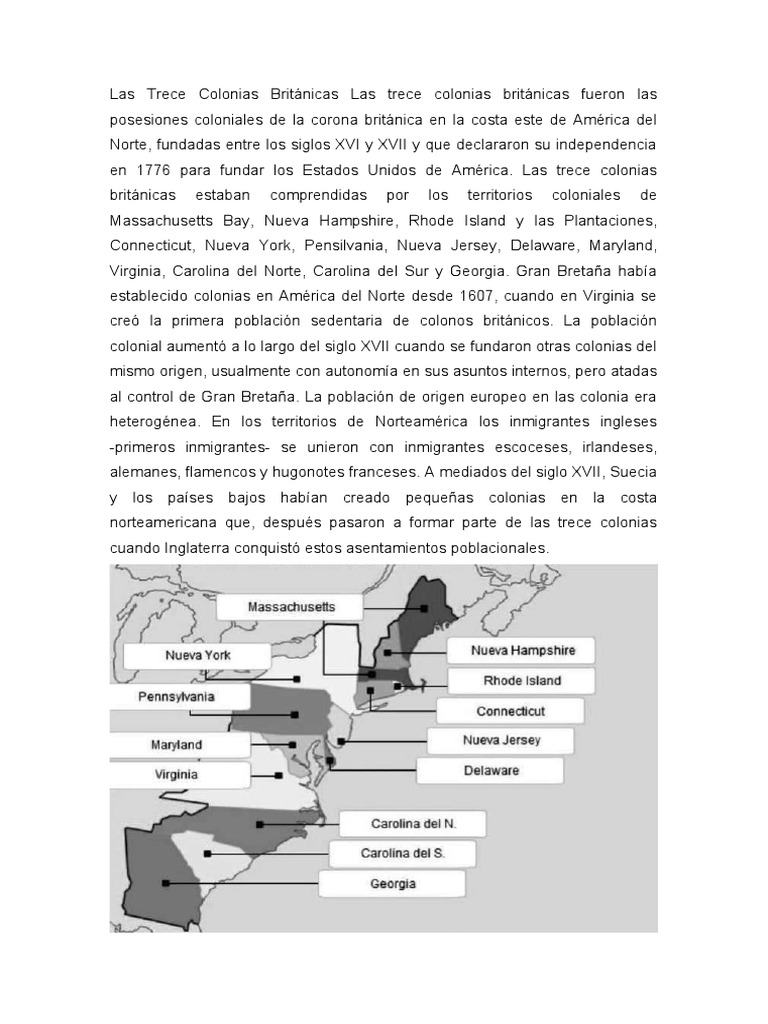 Formacion de Las 13 Colonias | PDF | Trece colonias