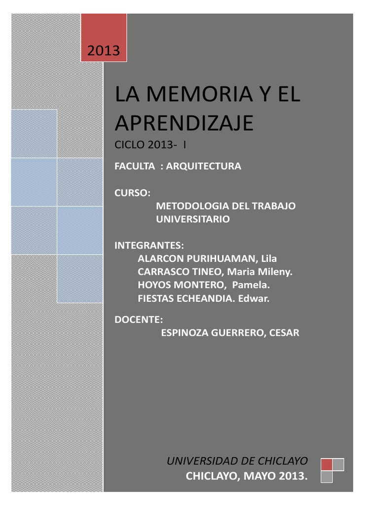 La Memoria y El Aprendizaje | PDF | Memoria | Aprendizaje
