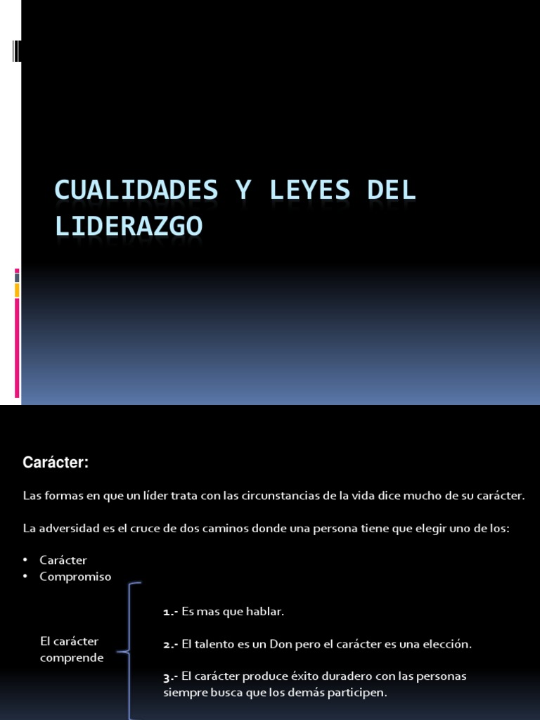 Cualidades y Leyes Del Liderazgo | PDF | Liderazgo | Amor