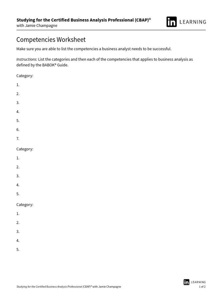 Competencies Worksheet | PDF