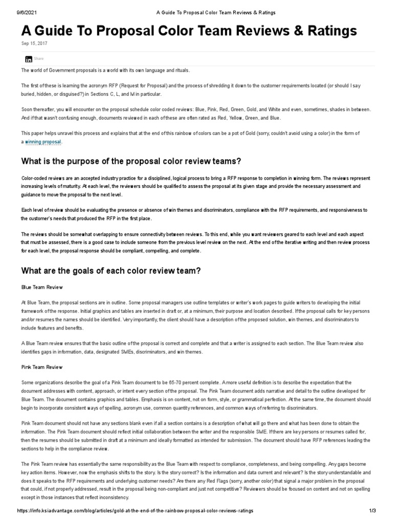 Proposal Color Review Guide | PDF | Pricing | Request For Proposal