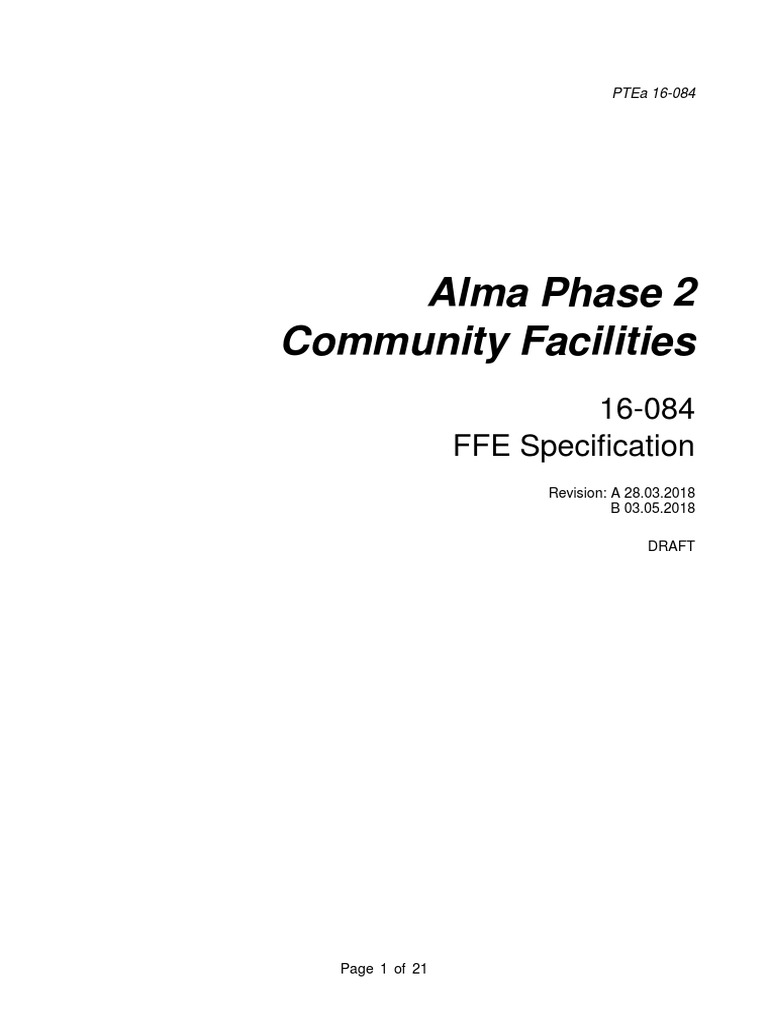 Alma Phase 2 Community Facilities: 16-084 FFE Specification | PDF ...