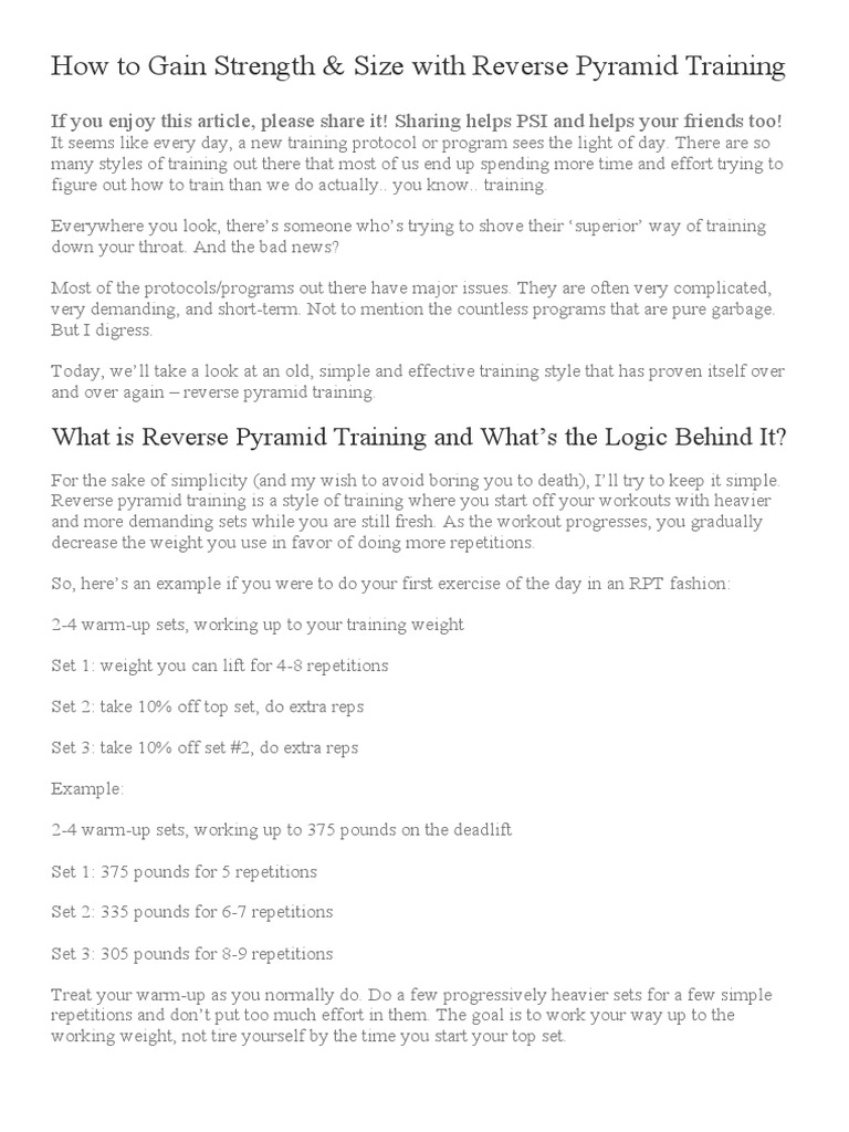 RPT Guide | PDF | Strength Training | Weight Training