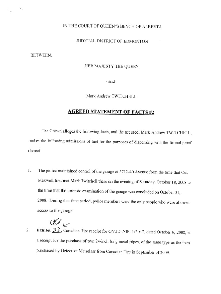 Second Agreed Statement of Facts in Twitchell Case | PDF | Criminal ...
