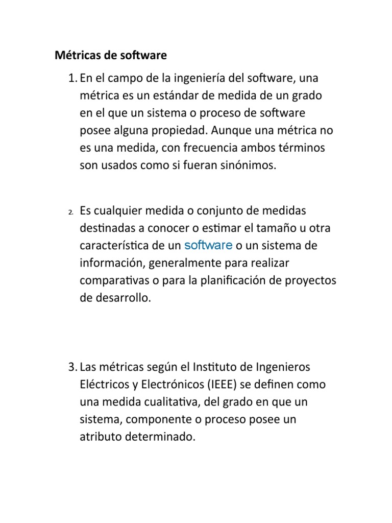 Métricas de Software Ingenieria de Software | PDF | Software | Ingeniería de software