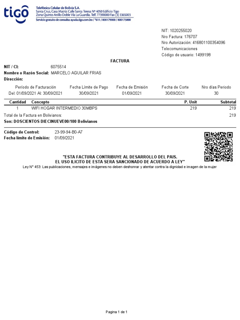 Fact Tigo Home 46 375200100090001 | PDF