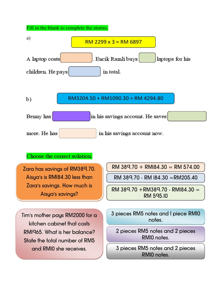 Problem Solving Money Year 3 DLP | PDF
