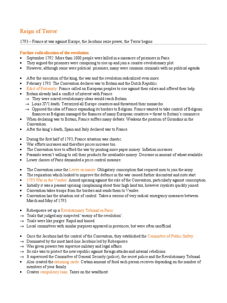 Reign of Terror: Further Radicalization of The Revolution | PDF | Reign ...