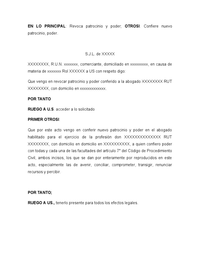 Revoca Poder y Confiere Nuevo Patrocinio y Poder | PDF