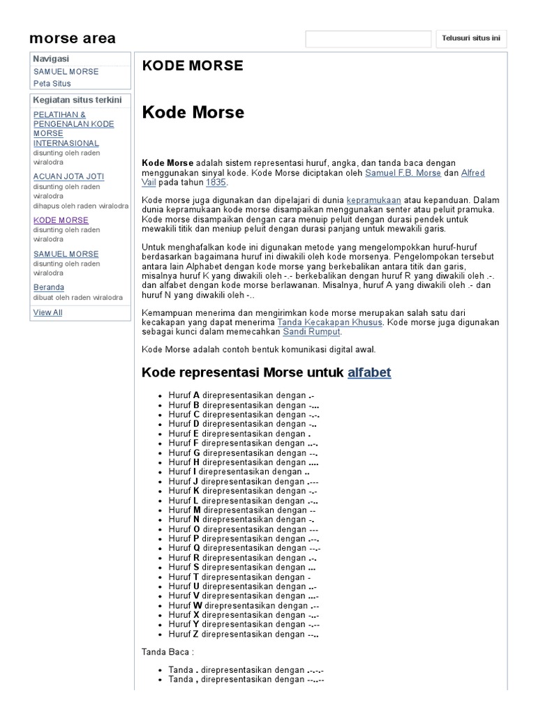 KODE MORSE - Morse Area | PDF